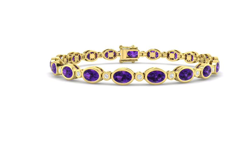 DIAMOND AND AMETHYST GOLD TENNIS BRACELET