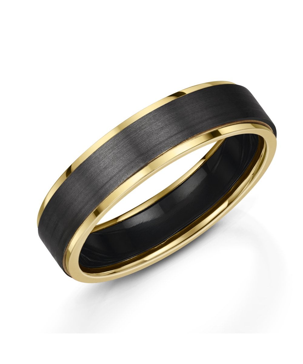 Men’s Zirconium Wedding Band | 5.5mm Black Matt finished Inlay